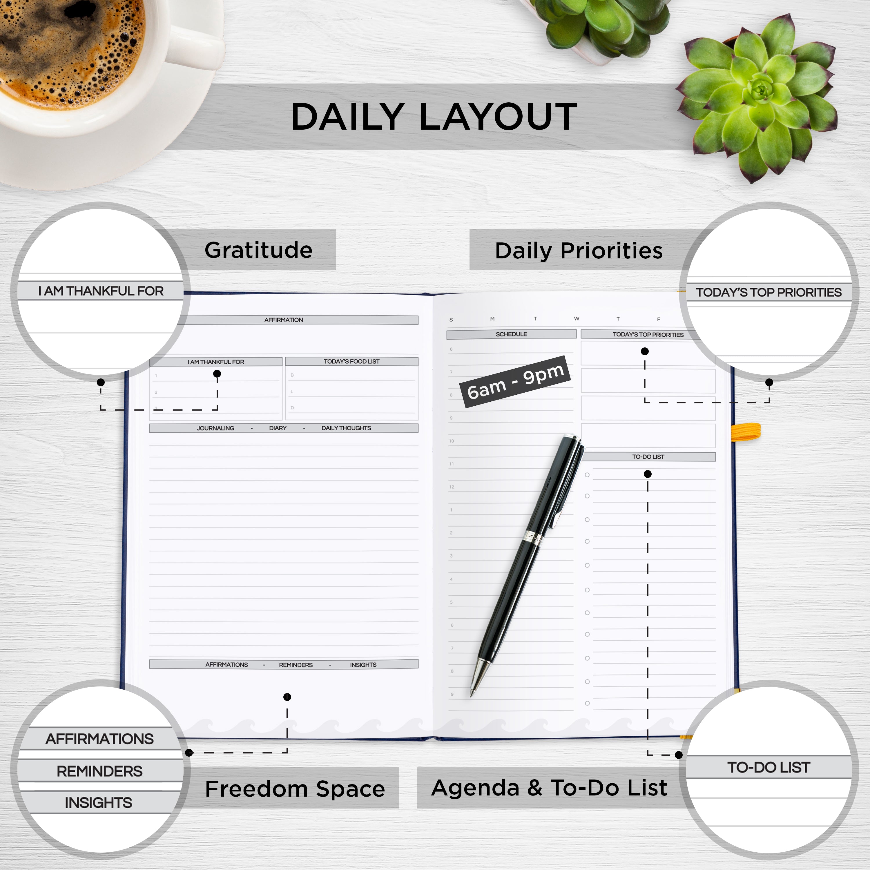 Live Whale Undated Planner, 3 Month Daily Organizer Planner / Monthly
